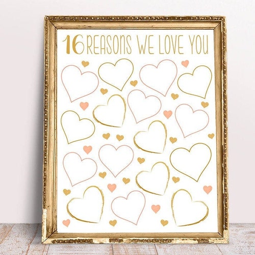 16 Reasons We Love You 8x10 11x14 16x20 Birthday Gift for - Etsy