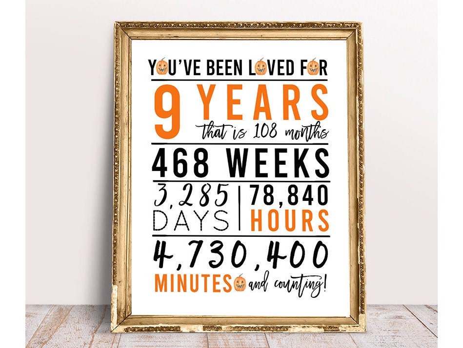 Halloween 9th Birthday Sign You Have Been Loved for 9 Years - Etsy