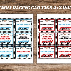 Editable Race Car Birthday Tags Printable Racing Car - Etsy