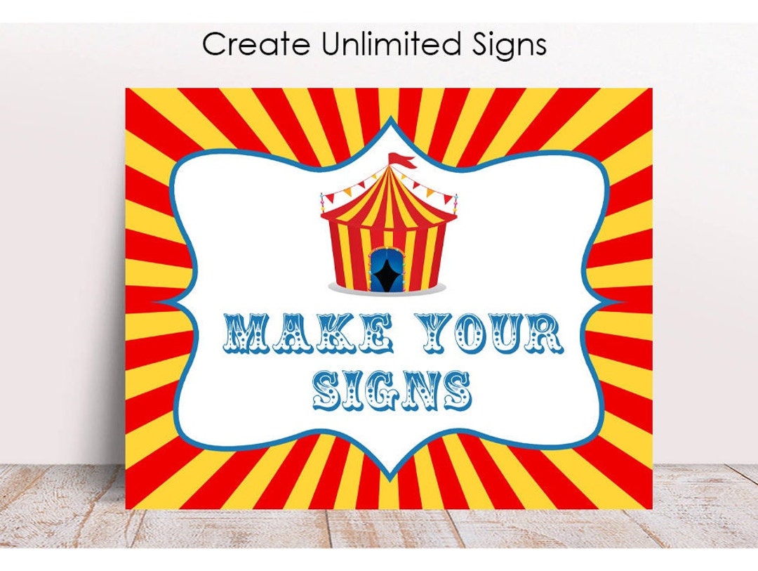 Editable Circus Party Sign, Printable, Carnival Tent Signs Decor ...
