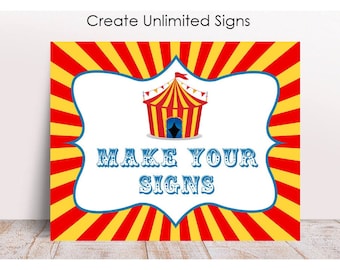 Carnival Editable Retro Party Sign Printable Circus Fun Sign - Etsy