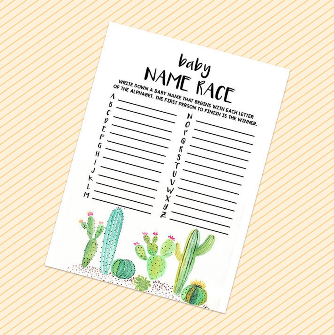 Baby Shower Games, Baby Name Race, Printable Fiesta Baby Shower Game ...