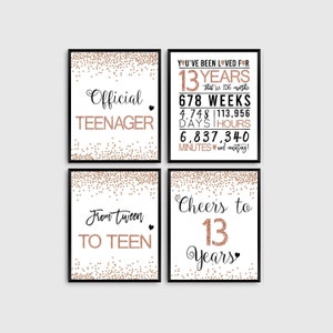 13th Birthday Signs Bundle Cheers to 13 Years Hello 13 | Etsy