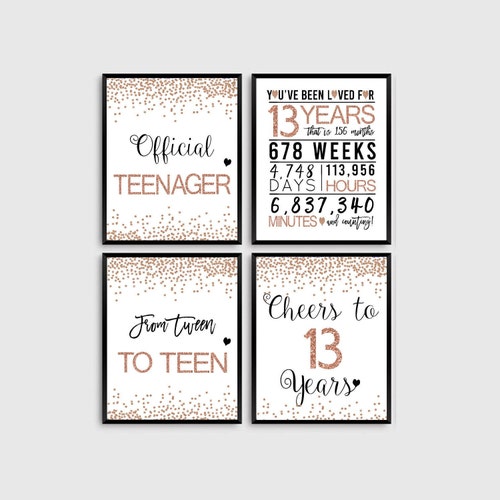 13th Birthday Signs Bundle Cheers to 13 Years Hello 13 | Etsy