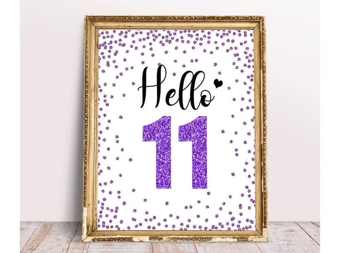 Purple Hello 11 Sign, Cheers to 11 Years, 11th Birthday Sign, 11th ...