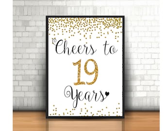 Cheers to 19 Years - Etsy