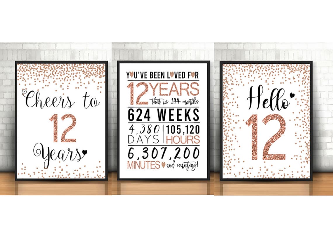 12th Birthday Signs Bundle Cheers to 12 Years Hello 12 - Etsy
