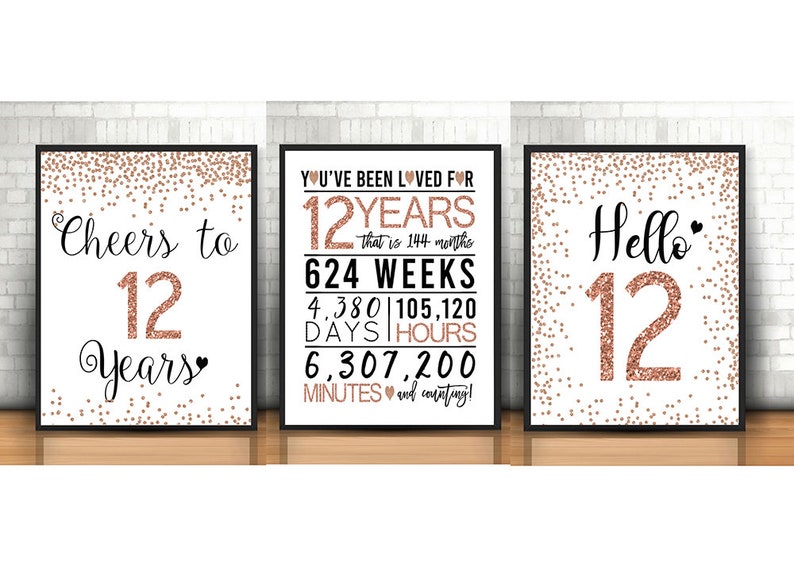 12th Birthday Signs Bundle Cheers to 12 Years Hello 12 - Etsy