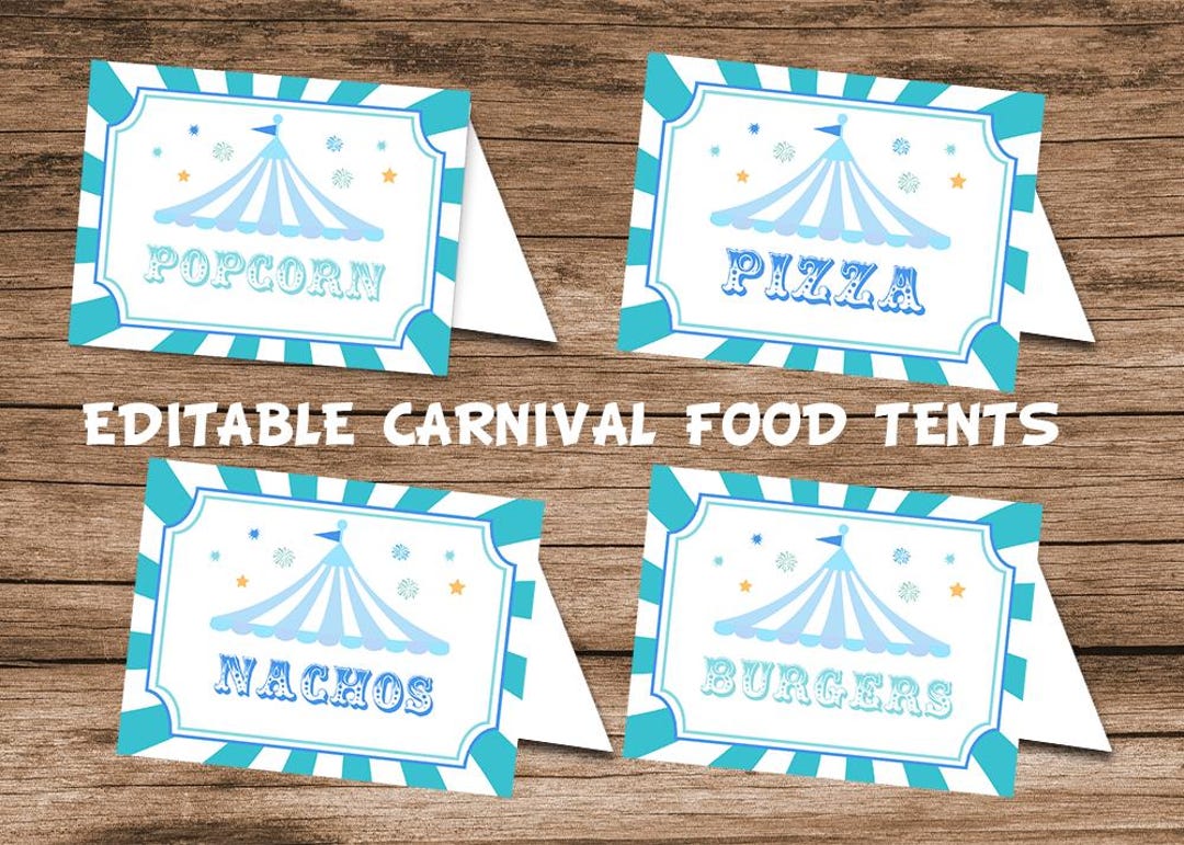Editable Carnival Food Tent, Printable, Circus Tent Template, Blue ...