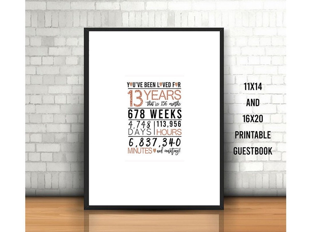 Rose Gold 13th Birthday Sign, Rose Gold Birthday Guest Book, Birthday ...