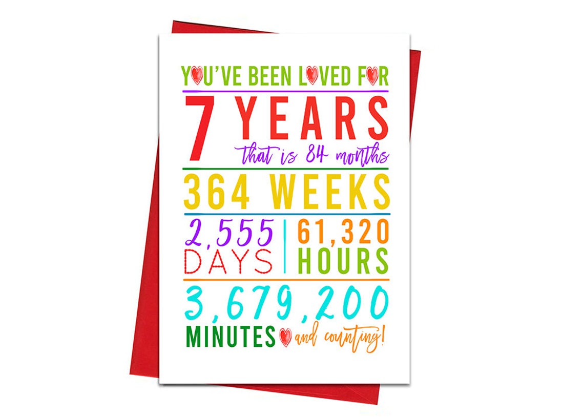 7th Birthday Card Printable Birthday Card 7th Birthday | Etsy