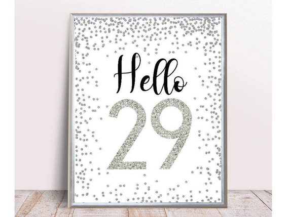 Silver 29th Birthday Rose Gold Hello 29 Cheers to 29 Years | Etsy