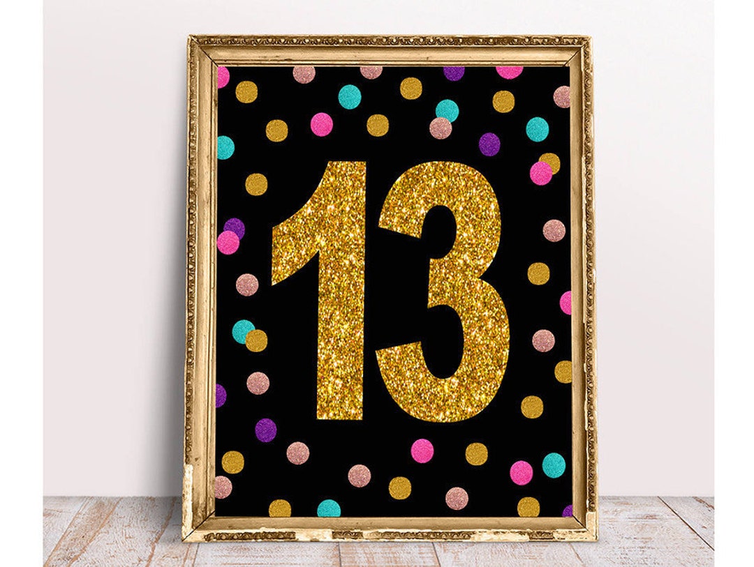 13th Birthday Sign, 8x10, 5x7, Cheers to 13 Years, Happy 13th Birthday ...