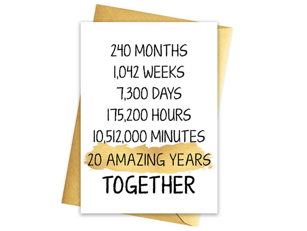20th Anniversary Card, Printable Anniversary Card, 20th Anniversary ...