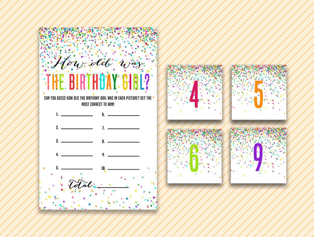 How Old Was the Birthday Girl, Funny Birthday Games, Colorful Confetti ...