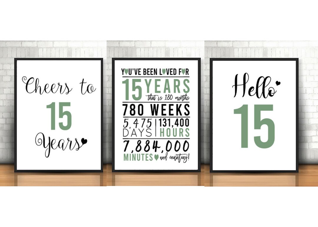 15th Birthday Signs Bundle, Printable, Cheers to 15 Years, Hello 15 ...