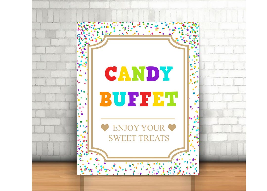 Rainbow Sprinkles Candy Buffet Sign, Printable Birthday Party Dessert ...