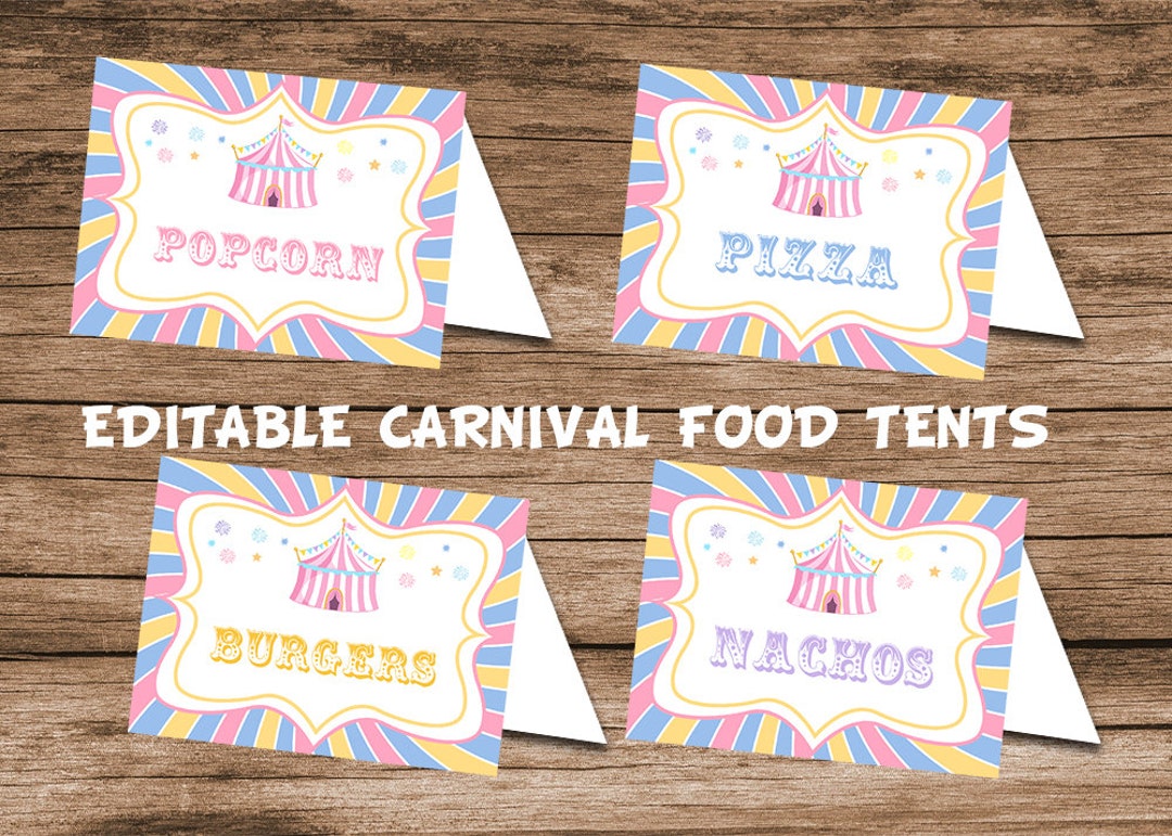 Editable Carnival Food Tent, Printable, Pastel Circus Tent Template ...