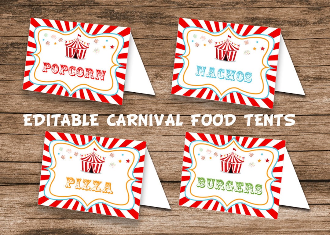 Editable Carnival Food Tent, Printable, Circus Tent Template, Circus ...