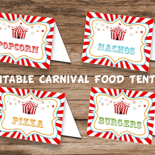 Carnival Party Signs Printable Editable Text PDF Instant - Etsy