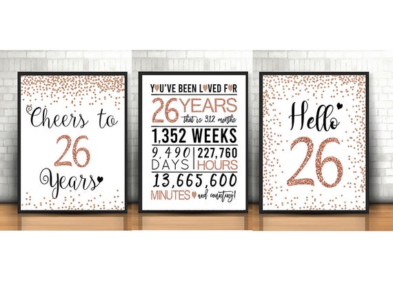 26th Birthday Signs Bundle Cheers to 26 Years Hello 26 - Etsy