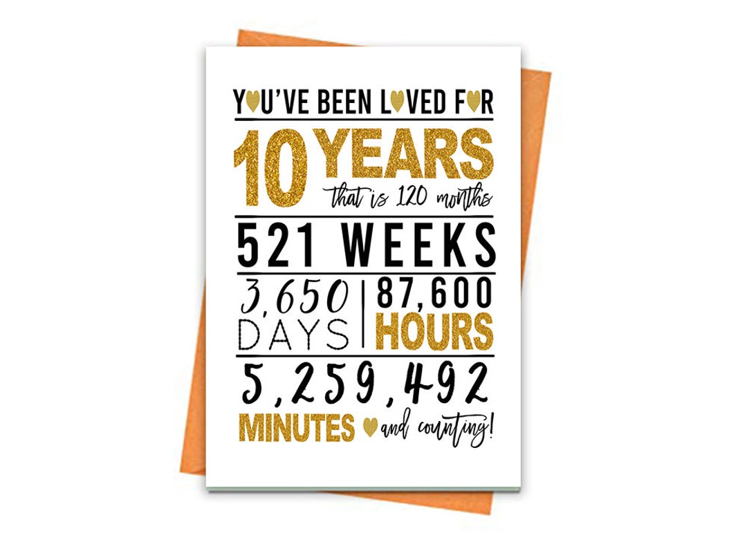 Gold 10th Birthday Card, Printable Birthday Card, 10th Birthday ...