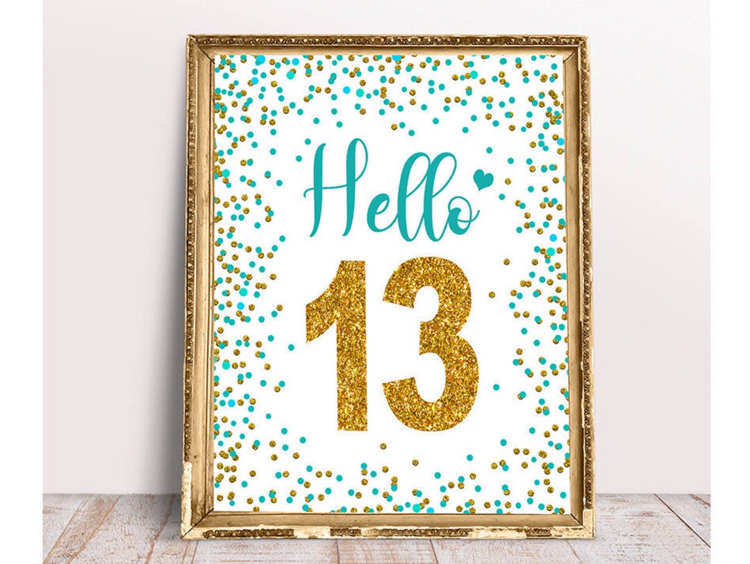 Hello 13 Sign, Printable 13th Sign, Cheers to 13 Years, 13th Birthday ...