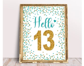 Turquoise and Gold 13th Birthday Stickers - Etsy