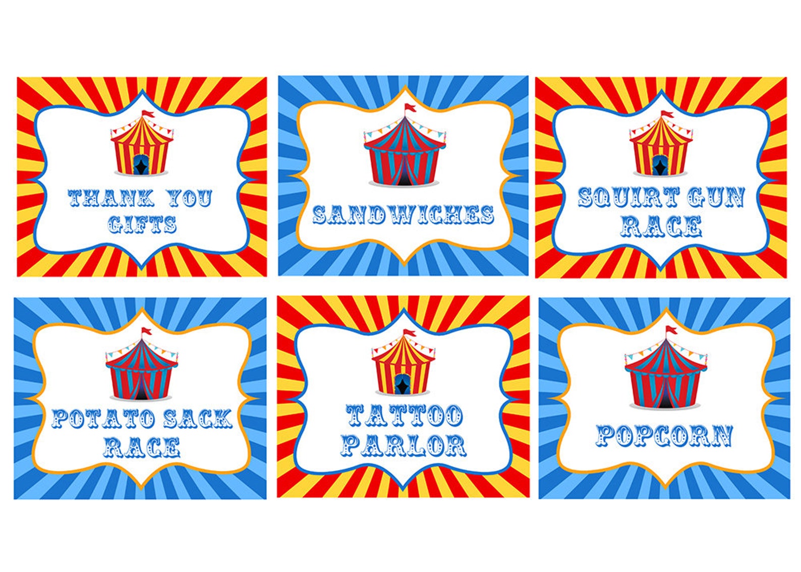 Carnival Signs 42 Circus Signs Printable Circus Party Games - Etsy