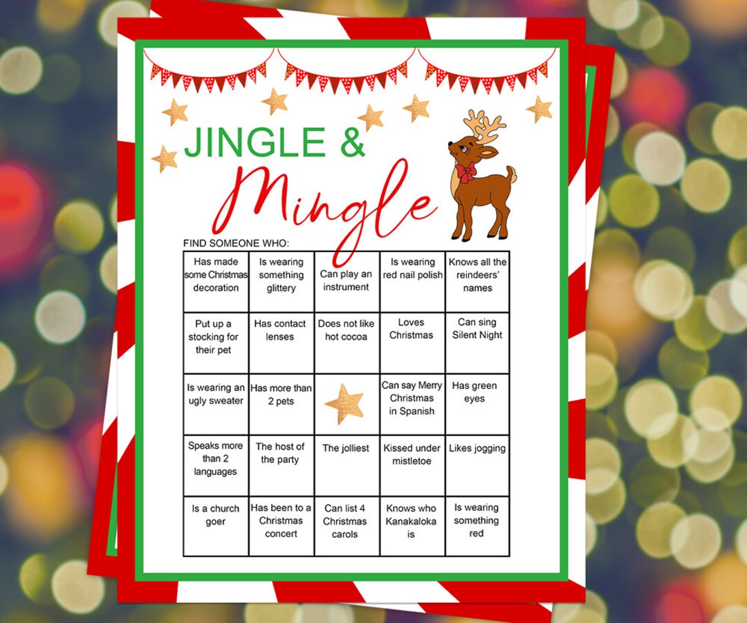 Christmas Party Jingle & Mingle Game, Find the Guest Christmas ...
