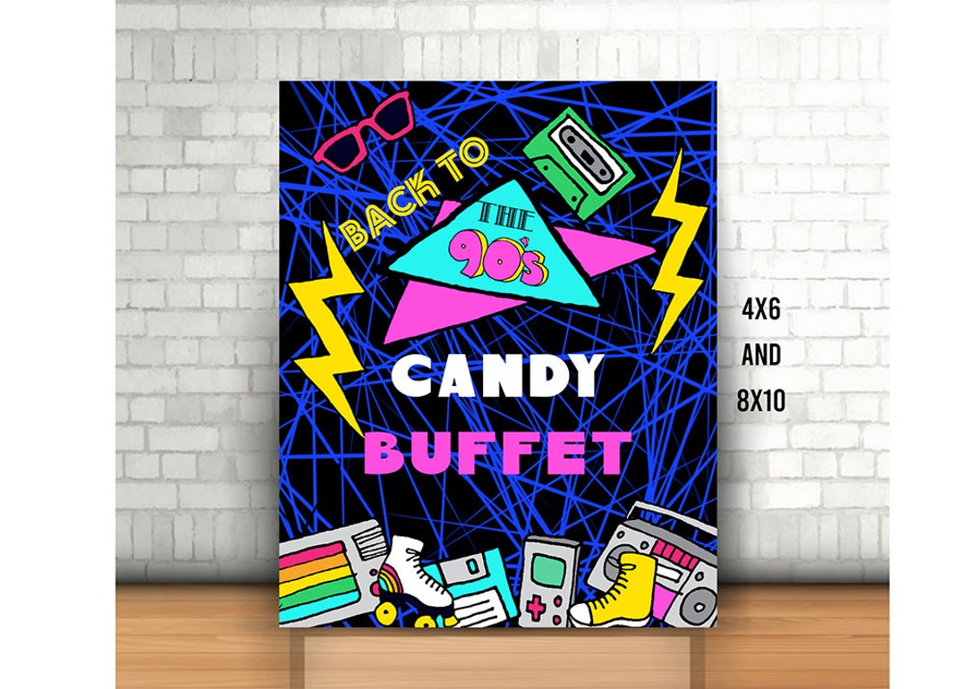 Retro Candy Buffet Sign, 4x6, 8x10, Printable Retro Party Sign, Back to ...