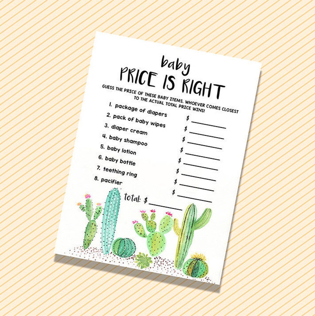 Baby Shower Games, the Price is Right, Printable Fiesta Baby Shower ...