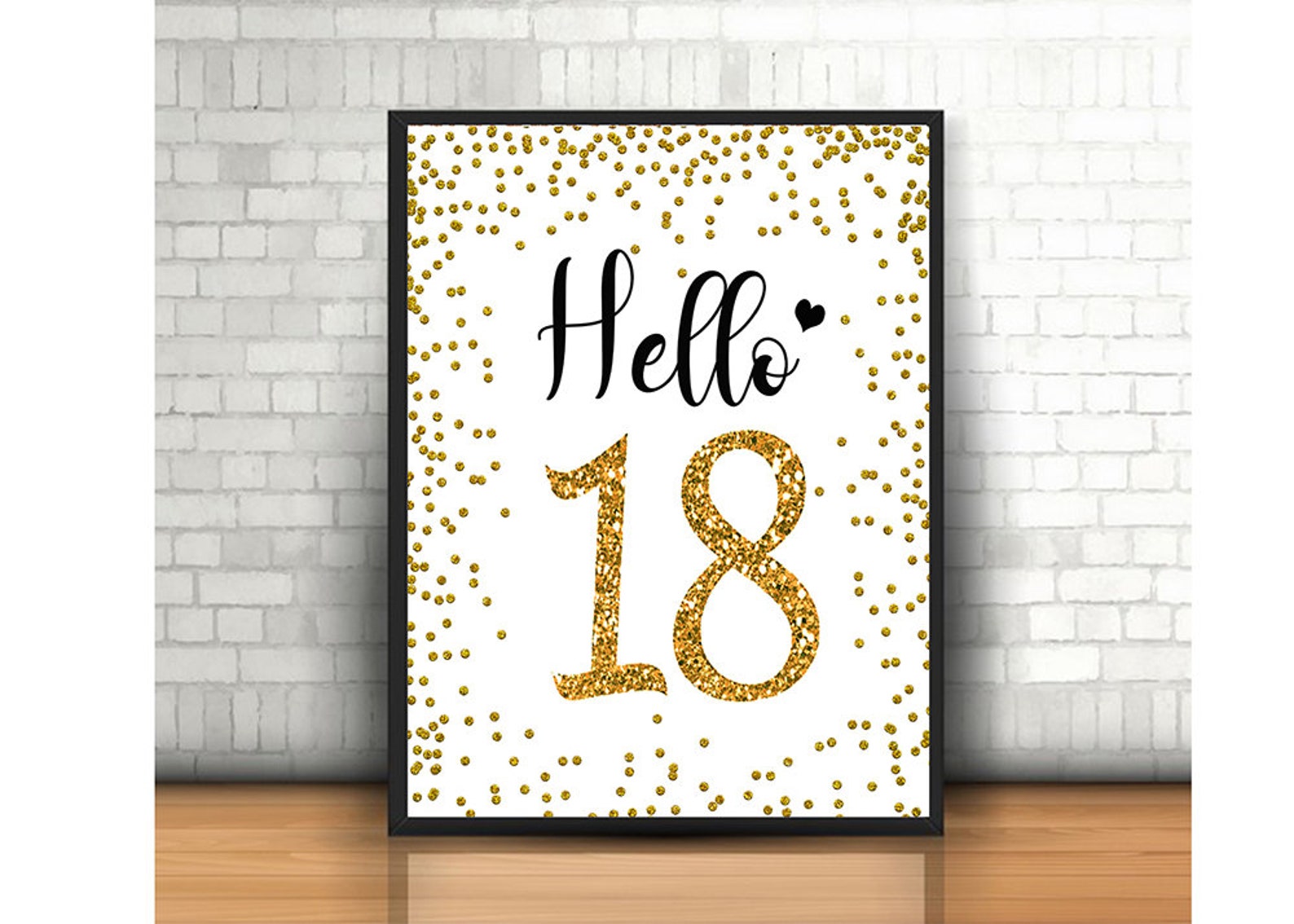 Gold 18th Birthday Signs Bundle, Cheers to 18 Years, Hello 18, Happy ...