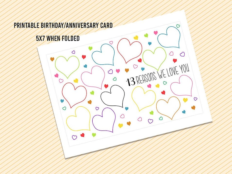 13th Birthday Card Printable Birthday Card 13th Birthday - Etsy Canada