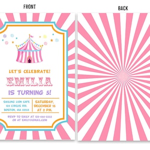 Pink Carnival Theme Party Bundle, Invitation & Decoration, Printable ...