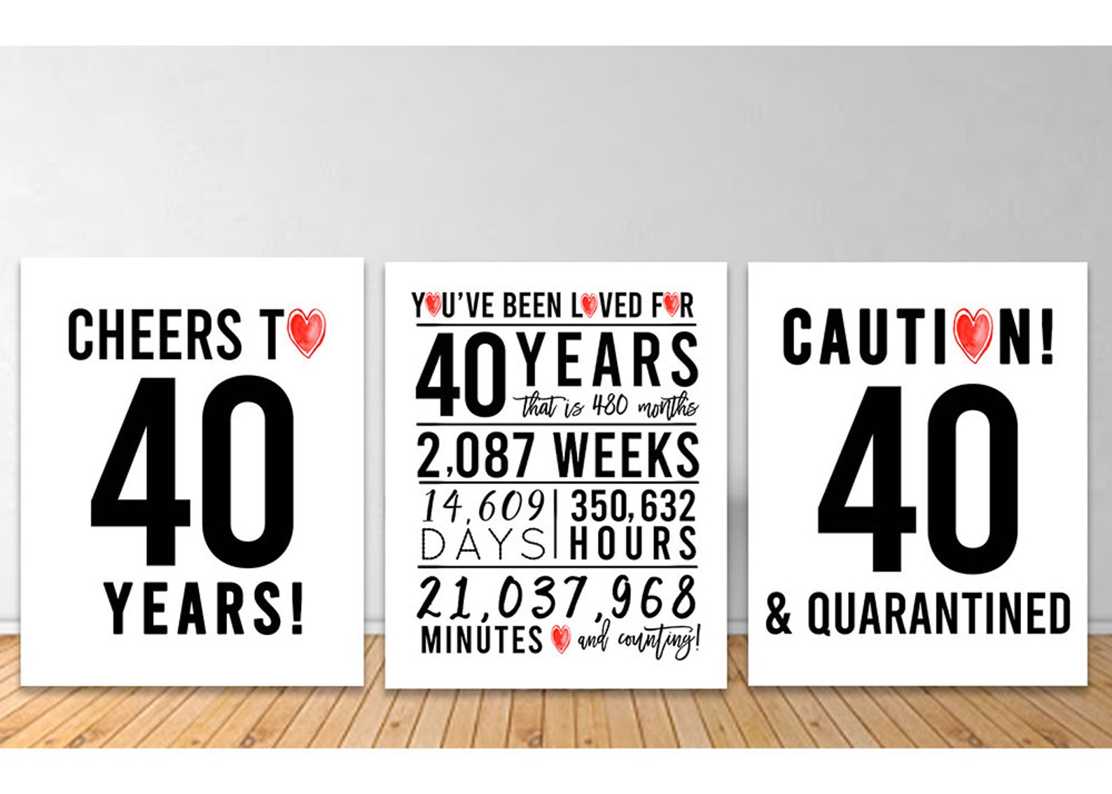 40th Birthday Decoration 40th Birthday Signs Bundle Cheers | Etsy