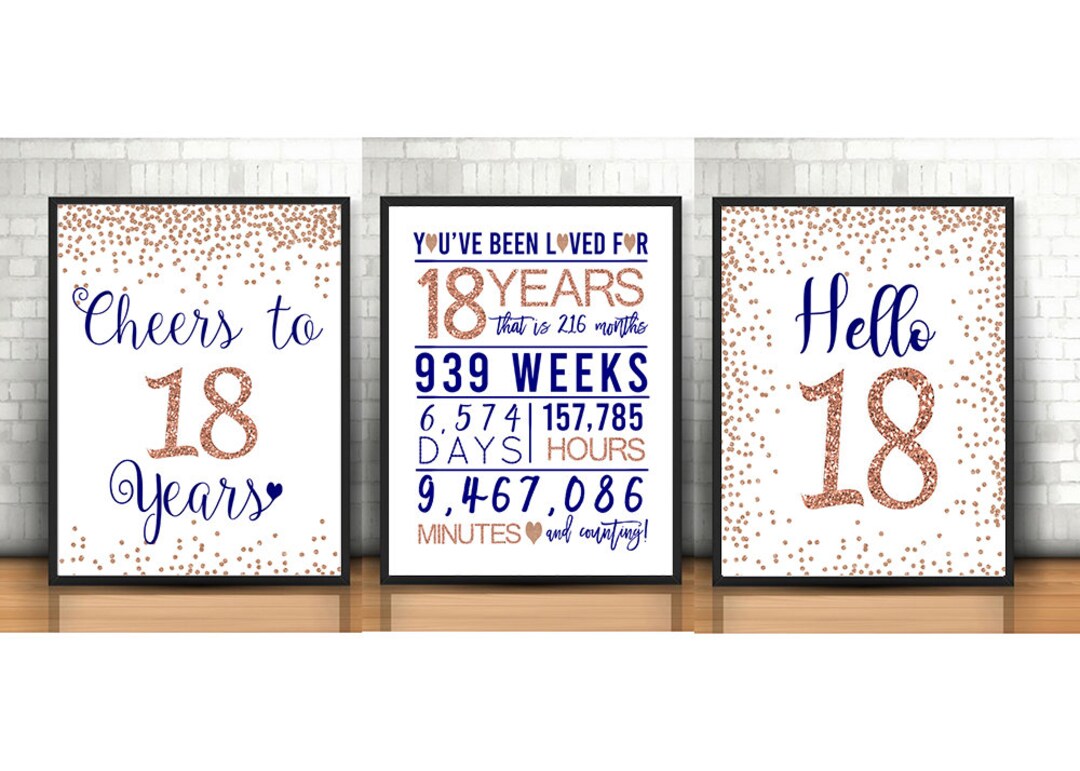 18th Birthday Signs Bundle, Cheers to 18 Years, Hello 18, Happy 18th ...