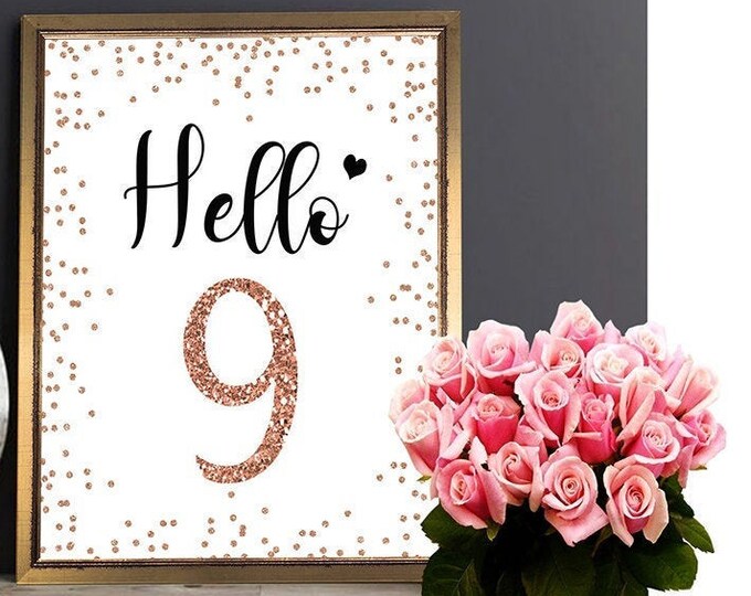 Number 9 Sign Printable Ninth Birthday Party Sign Girl 9th Birthday ...