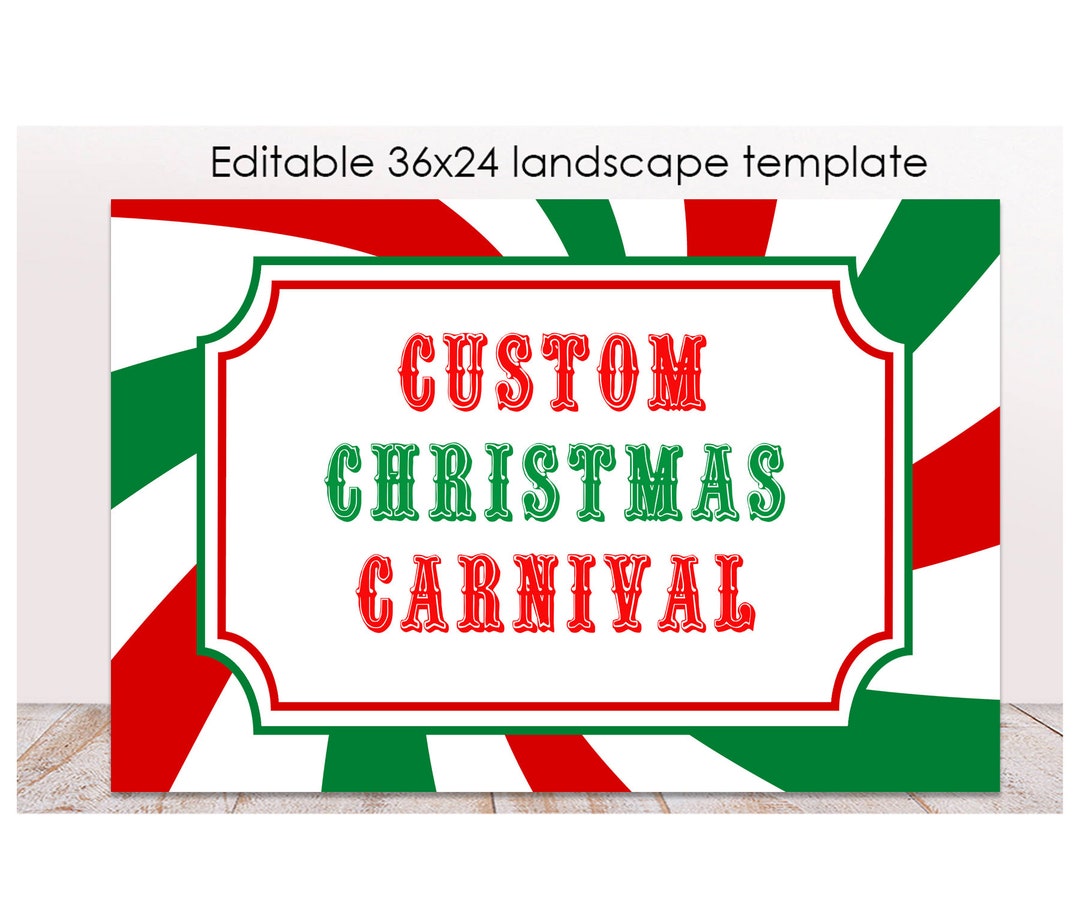 Editable Christmas Carnival Party Signs, Printable, 36x24 Christmas ...