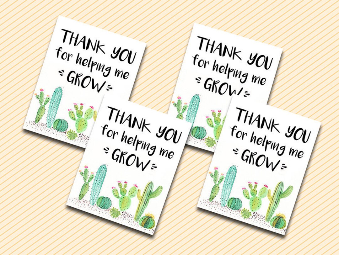 Teacher Appreciation - Thank You for Helping Me Grow Sign - Succulent ...