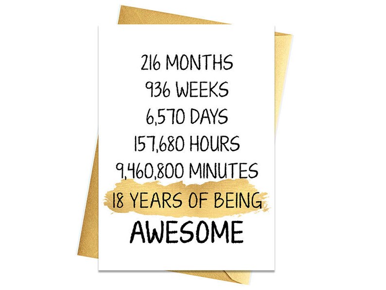Gold 18th Birthday Card, Printable Birthday Card, 18th Birthday ...