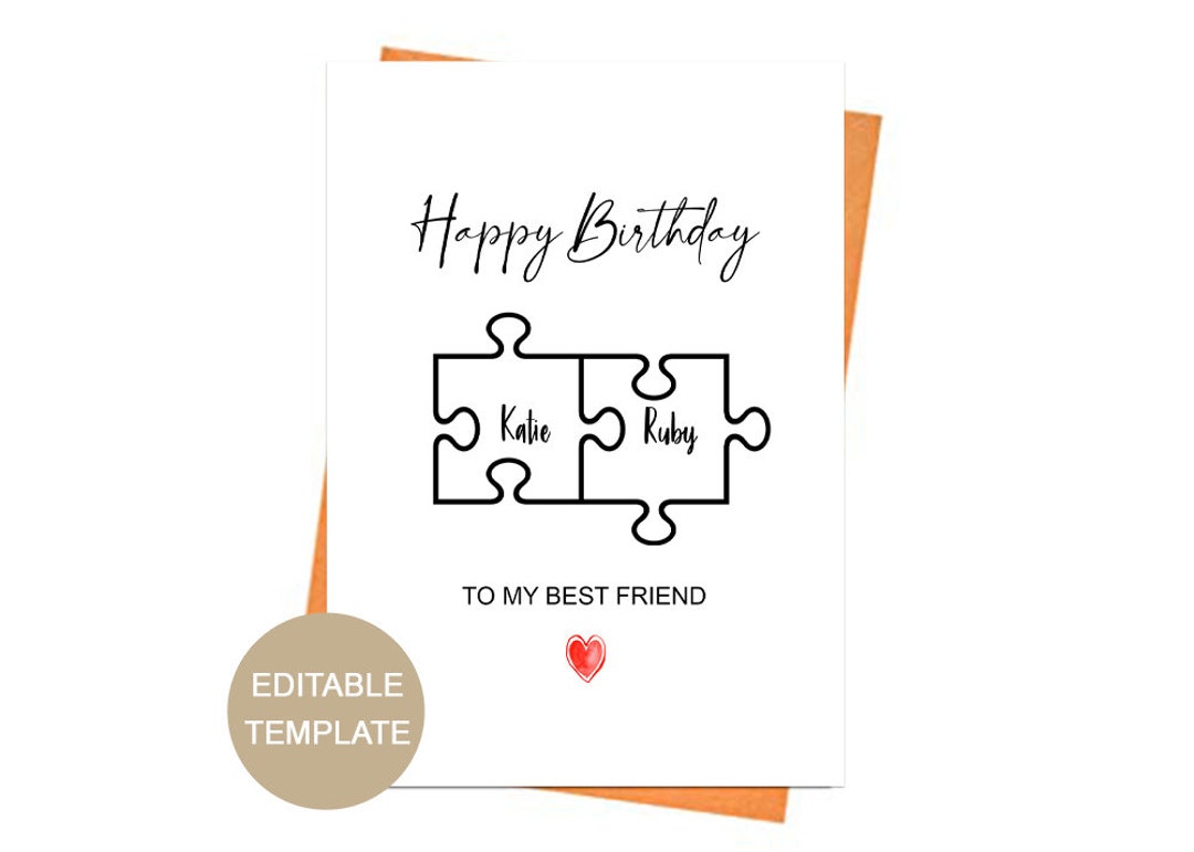 Editable Birthday Card for Best Friend, Birthday Card for Bestie ...
