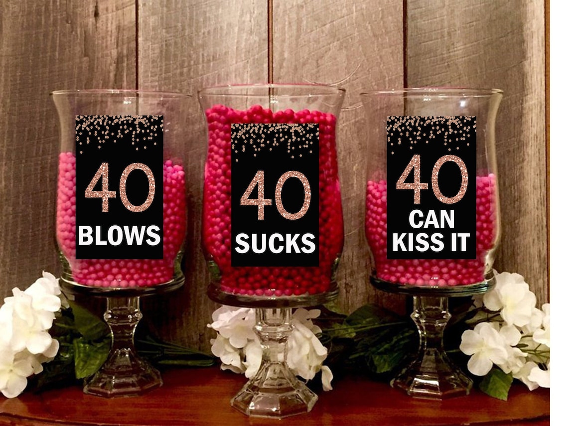 Rose Gold 40th Birthday PRINTABLE Table Decoration, 40 Sucks, 40 Blows ...