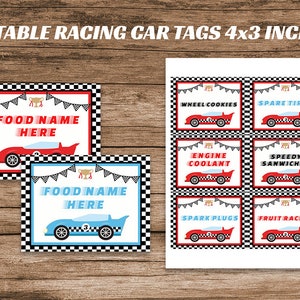 Editable Race Car Birthday Tags Printable Racing Car - Etsy