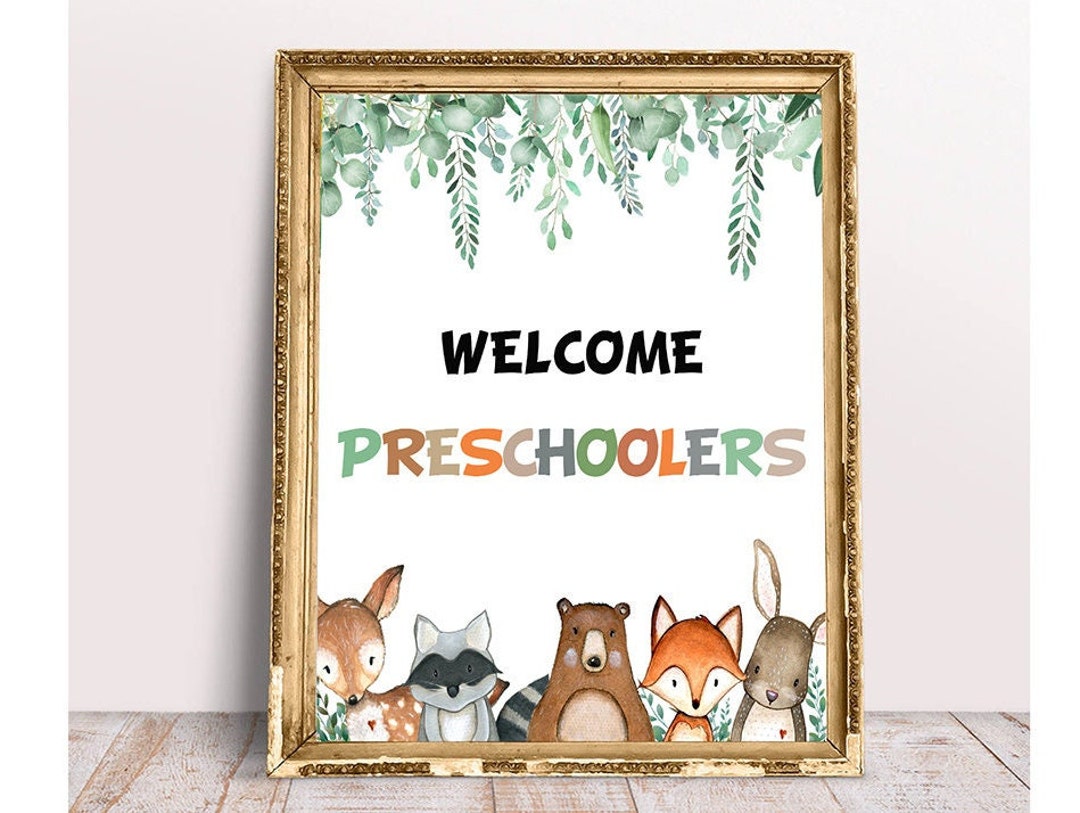 Woodland Welcome Preschoolers Sign, Preschoolers Sign, Printable ...