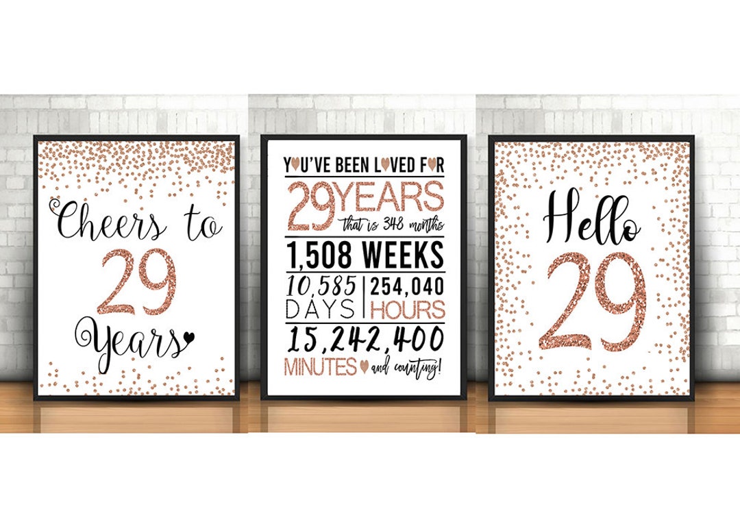 29th Birthday Signs Bundle, Cheers to 29 Years, Hello 29, Happy 29th ...