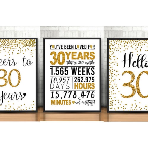 30th Birthday Decoration 30th Birthday Signs Bundle Cheers | Etsy