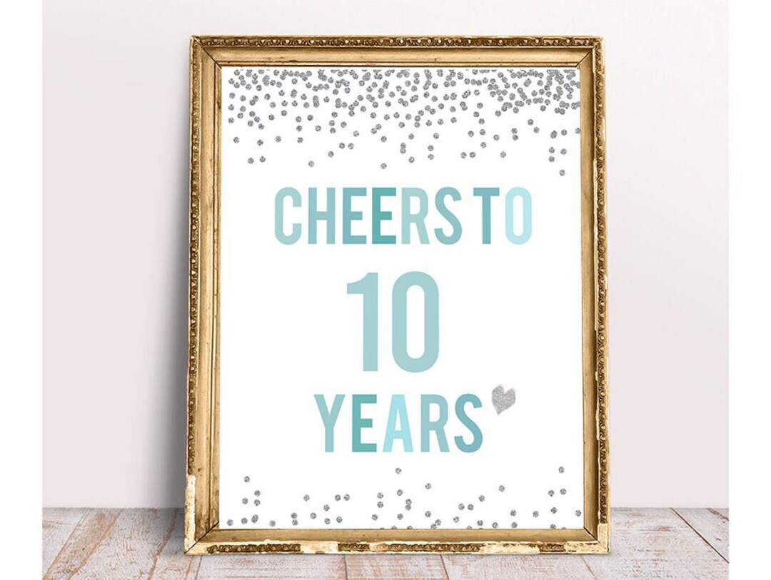 10th Birthday Sign, Cheers to 10 Years, Printable 10th, 10th Birthday ...