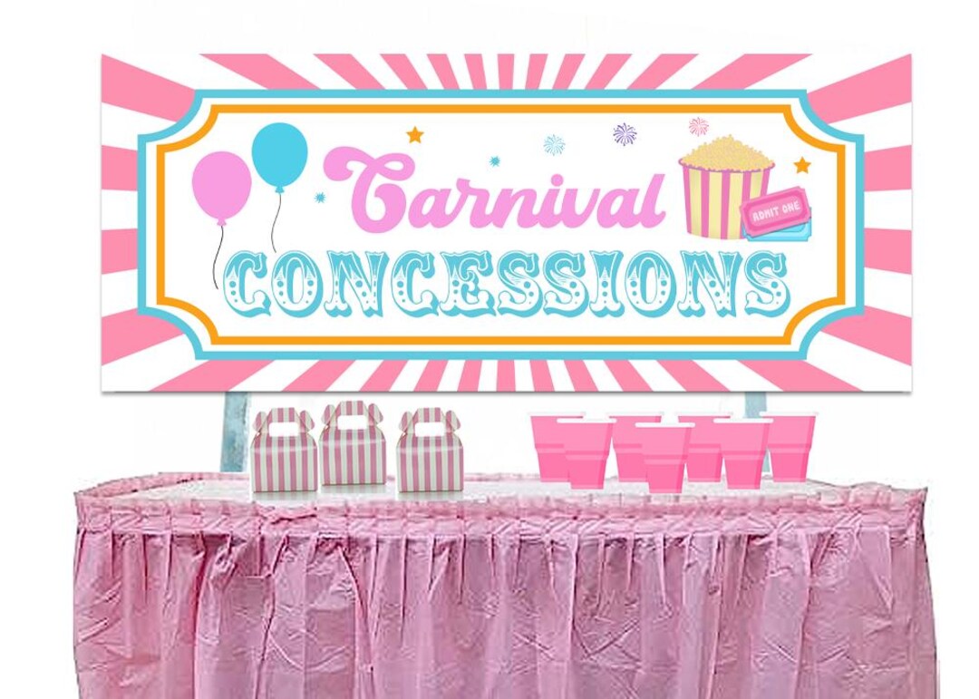 Pink Carnival Concessions Poster, Printable, Pink Circus Birthday ...