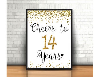 14th Birthday Sign | Etsy